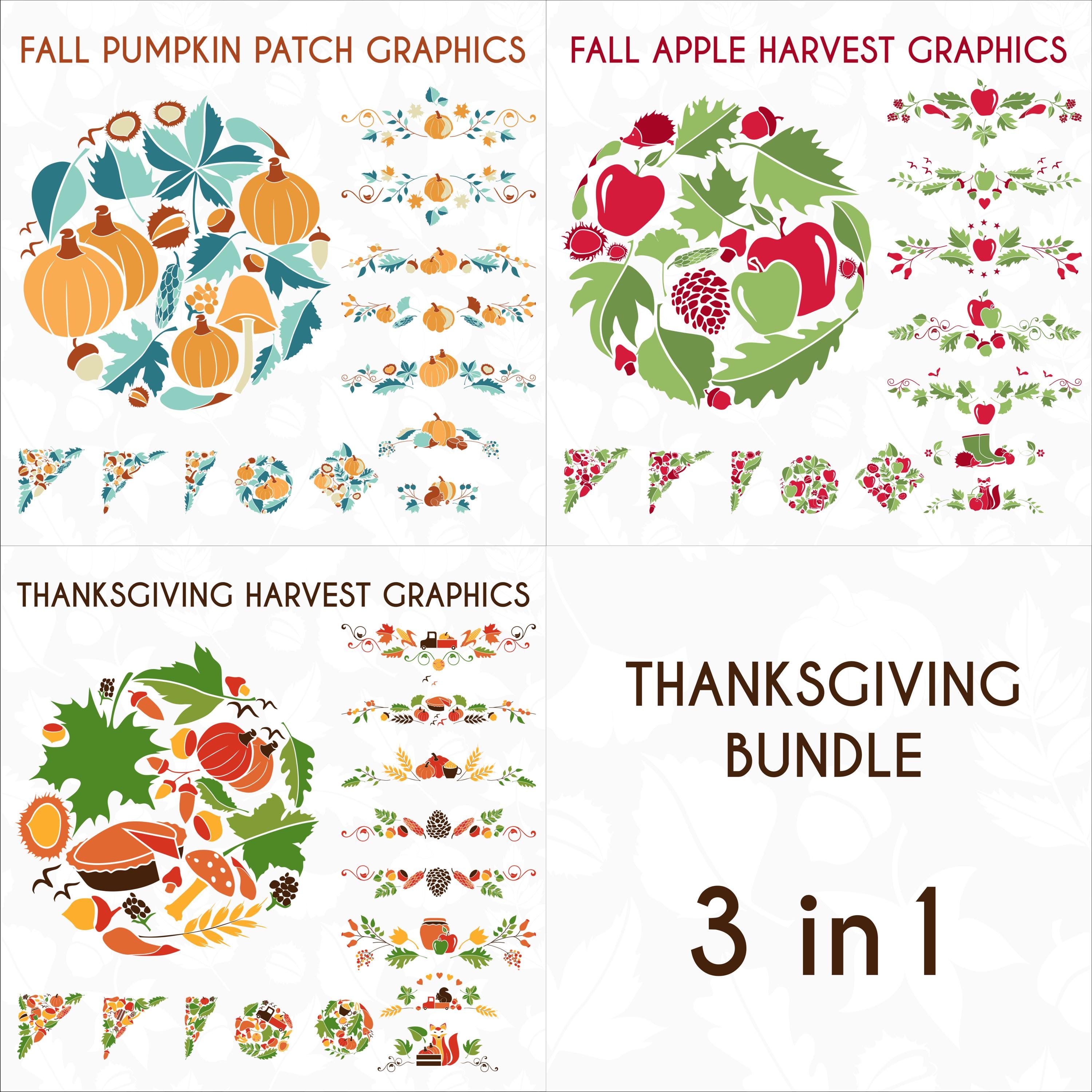 Harvest PNG Thanksgiving Clip Art Decoration Bundle. Cute Pumpkin Patch ...