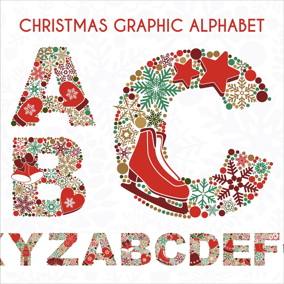 Christmas Printable Alphabet for Banners. Xmas Letters PNG and SVG ...