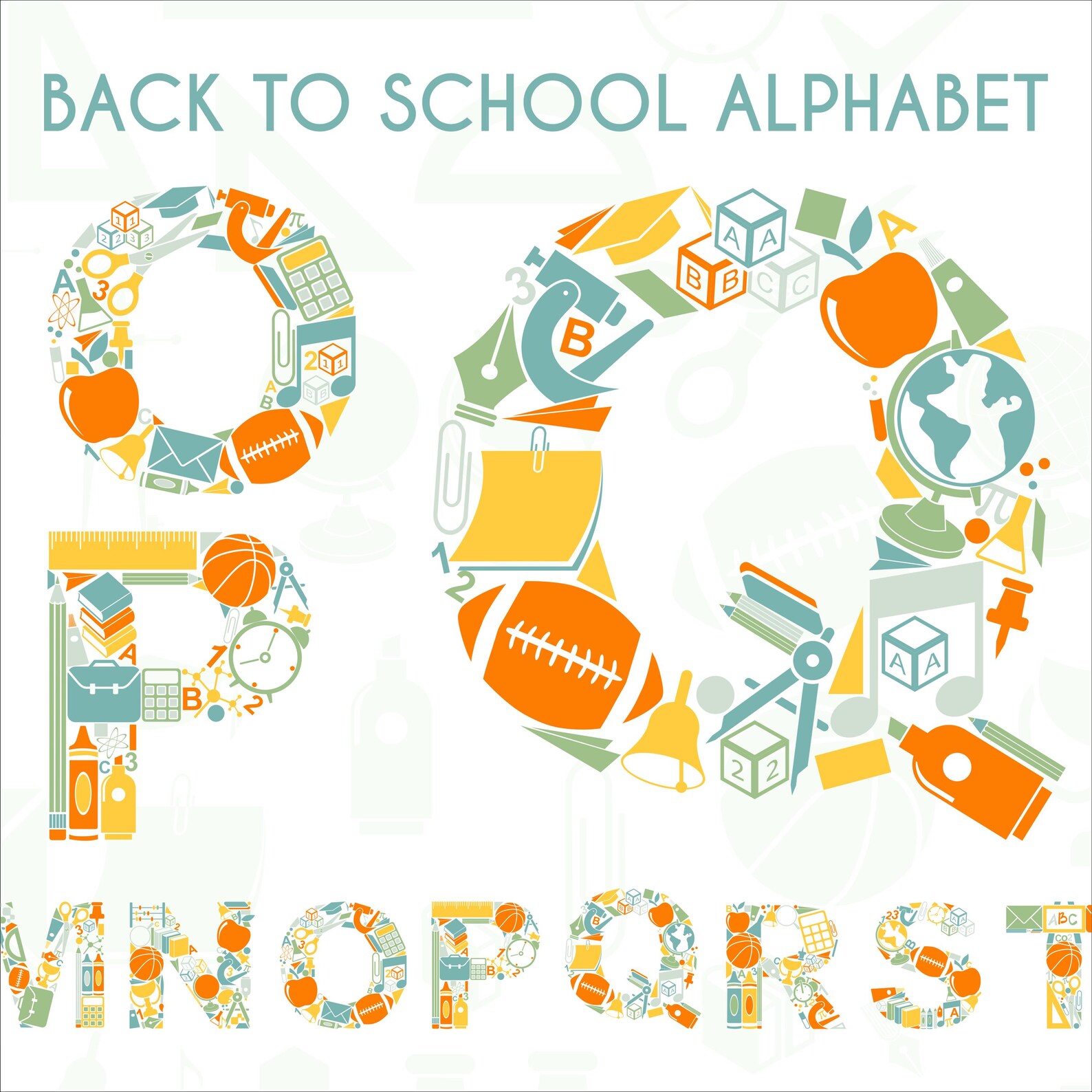 Elementary School Teacher Digital Alphabet Set. Cute Education PNG ...