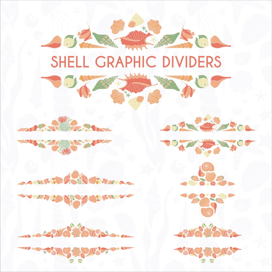 Summer PNG Decorated Dividing Lines. Elegant Corals, Shells, and Sea ...