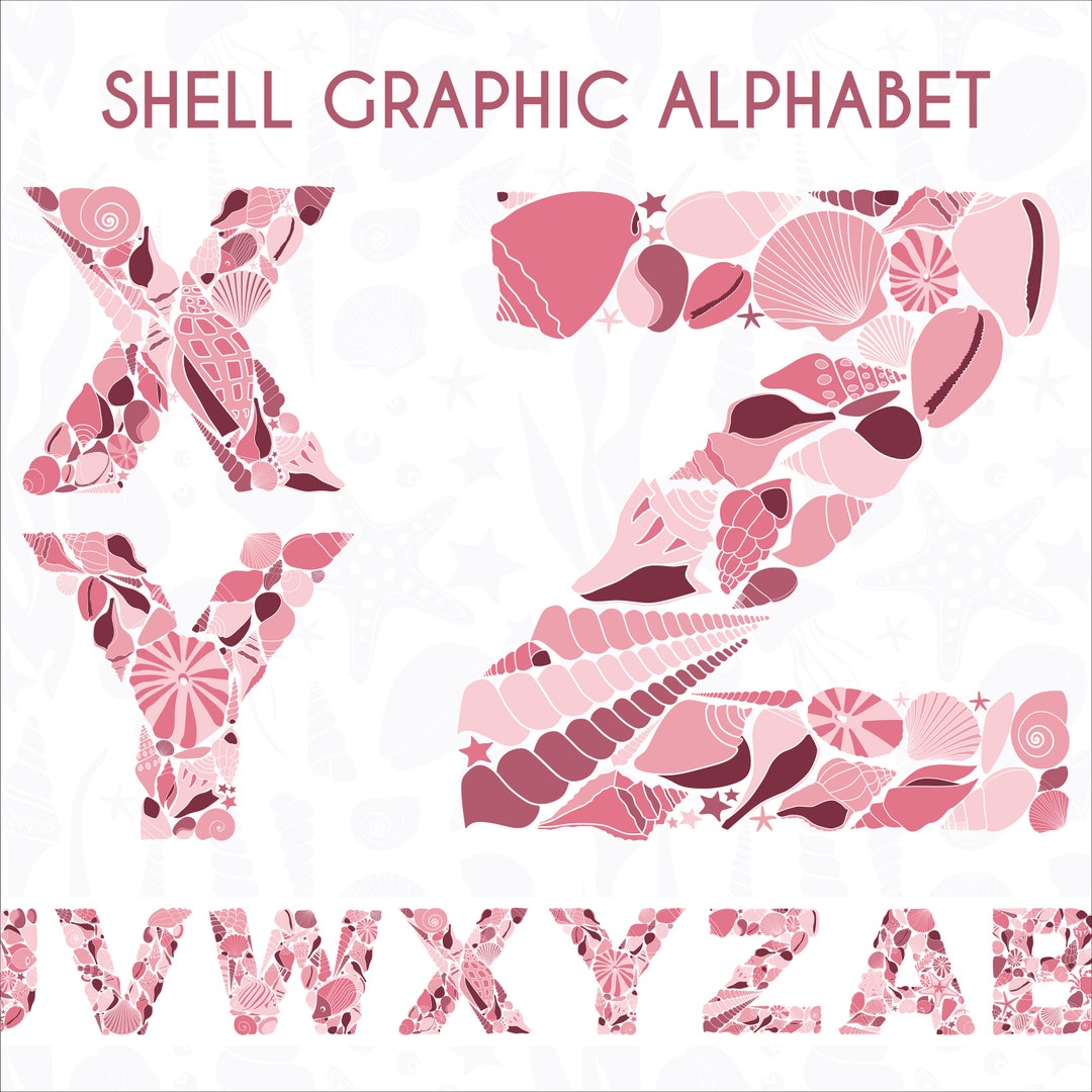 A to Z Sealife Birthday Fonts SVG. Ocean Theme Alphabet Clipart. Girl's ...