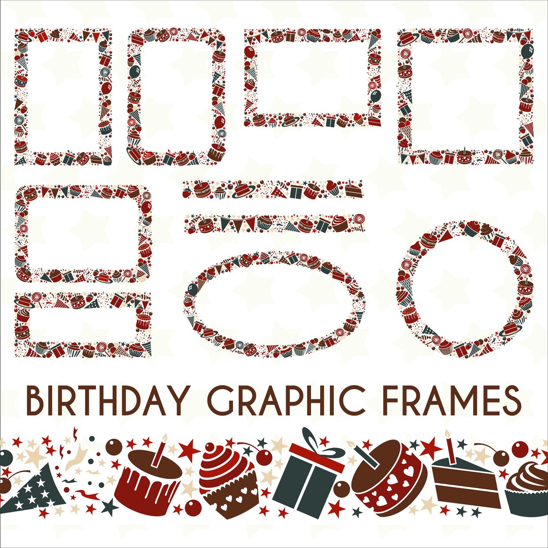 Birthday Digital Decorated Frames. Birthday Elements Photo Clipart ...