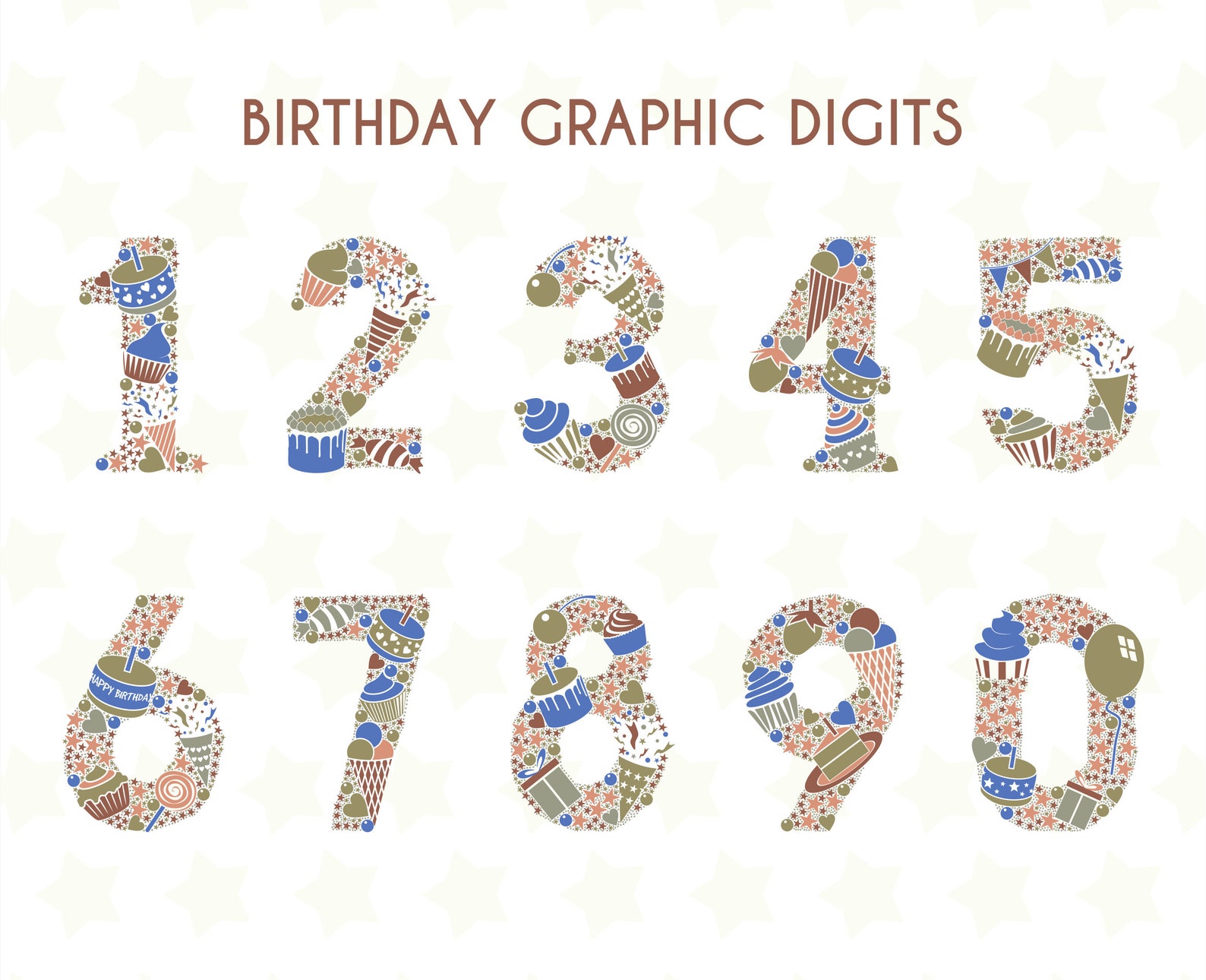 Birthday Numbers PNG and SVG Clipart. 0-9 Birthday Digits Clip Art ...