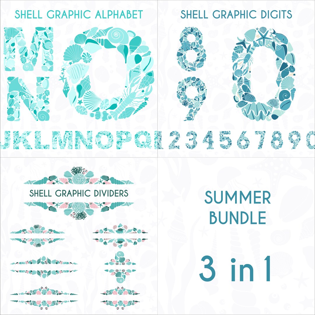 Summer Clipart Bundle. Ocean Birthday Letters in ABC Order for ...
