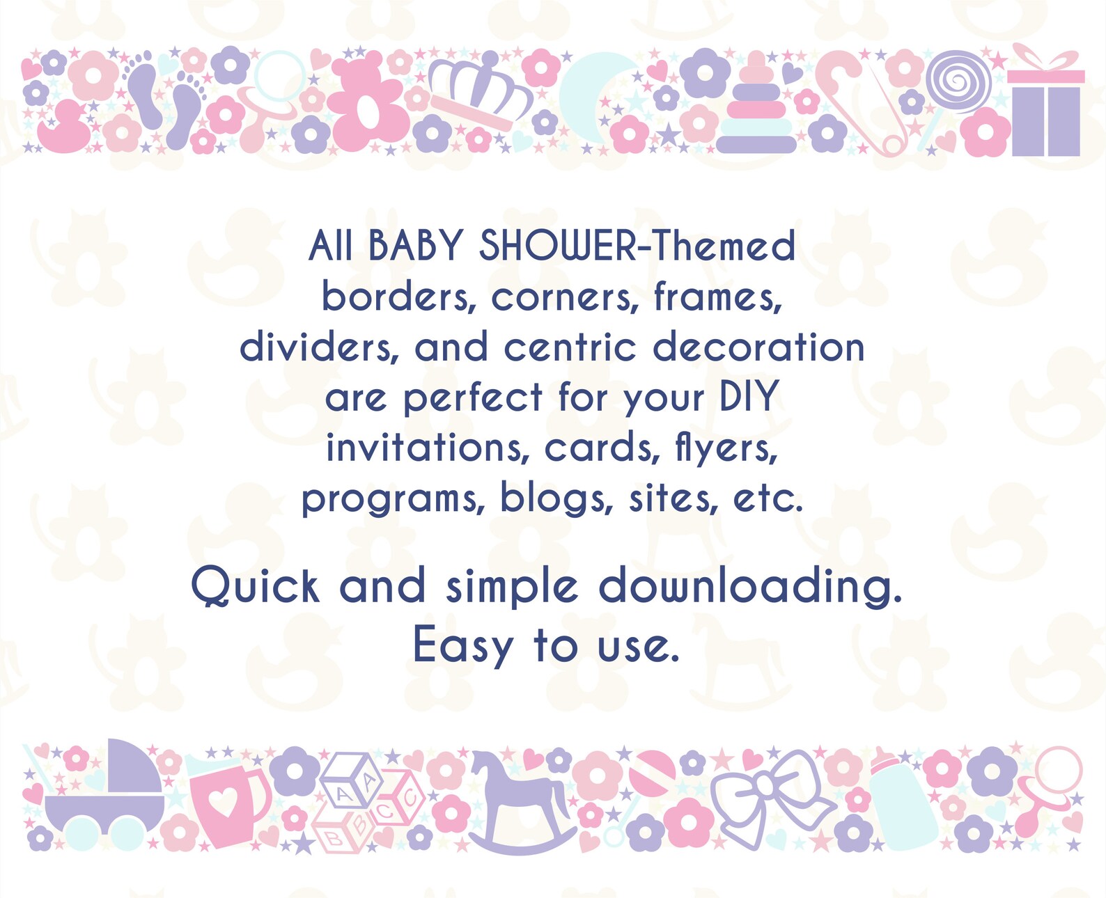 Blue Baby Shower Digital Borders Varieties. PNG and SVG Nursery ...