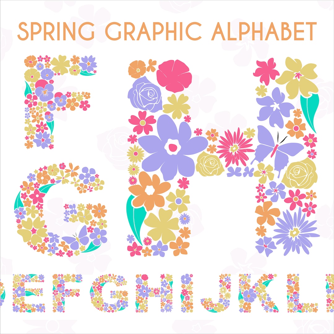 Spring Alphabet Letters Design. Flourishes Alphabet Letters Printables ...