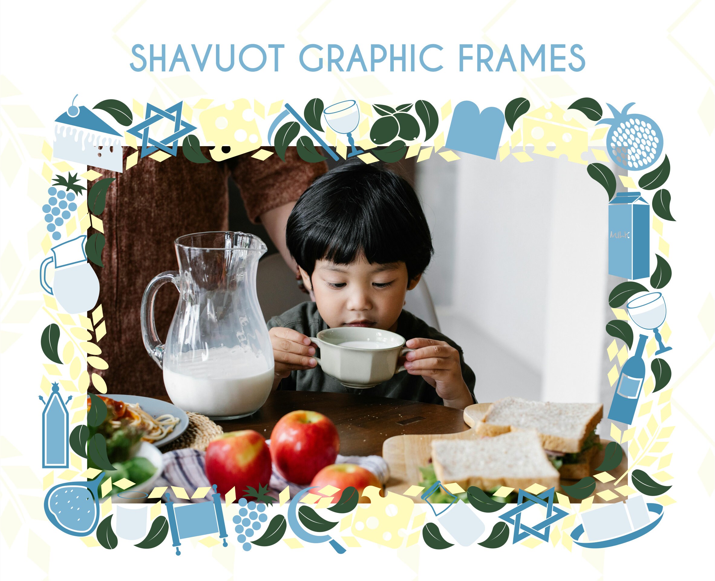 Shabuoth Symbols SVG Frameart Decorations. Oval and Rounded Shavuoth ...