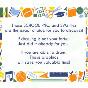 School PNG Frame Designs. Colorful Digital Kindergarten Photo ...