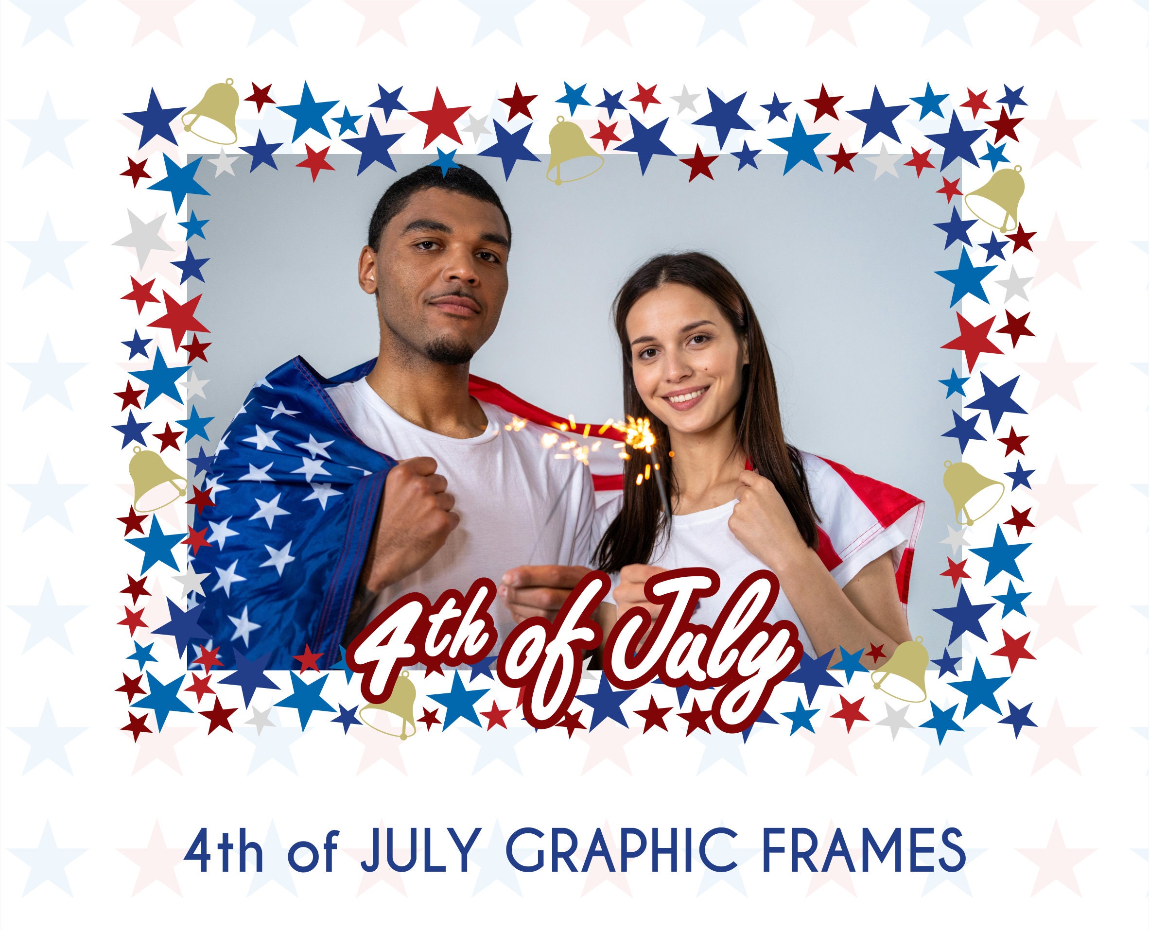 Independence Day Red and Blue Graphic Frame Elements. Unique 4th of ...