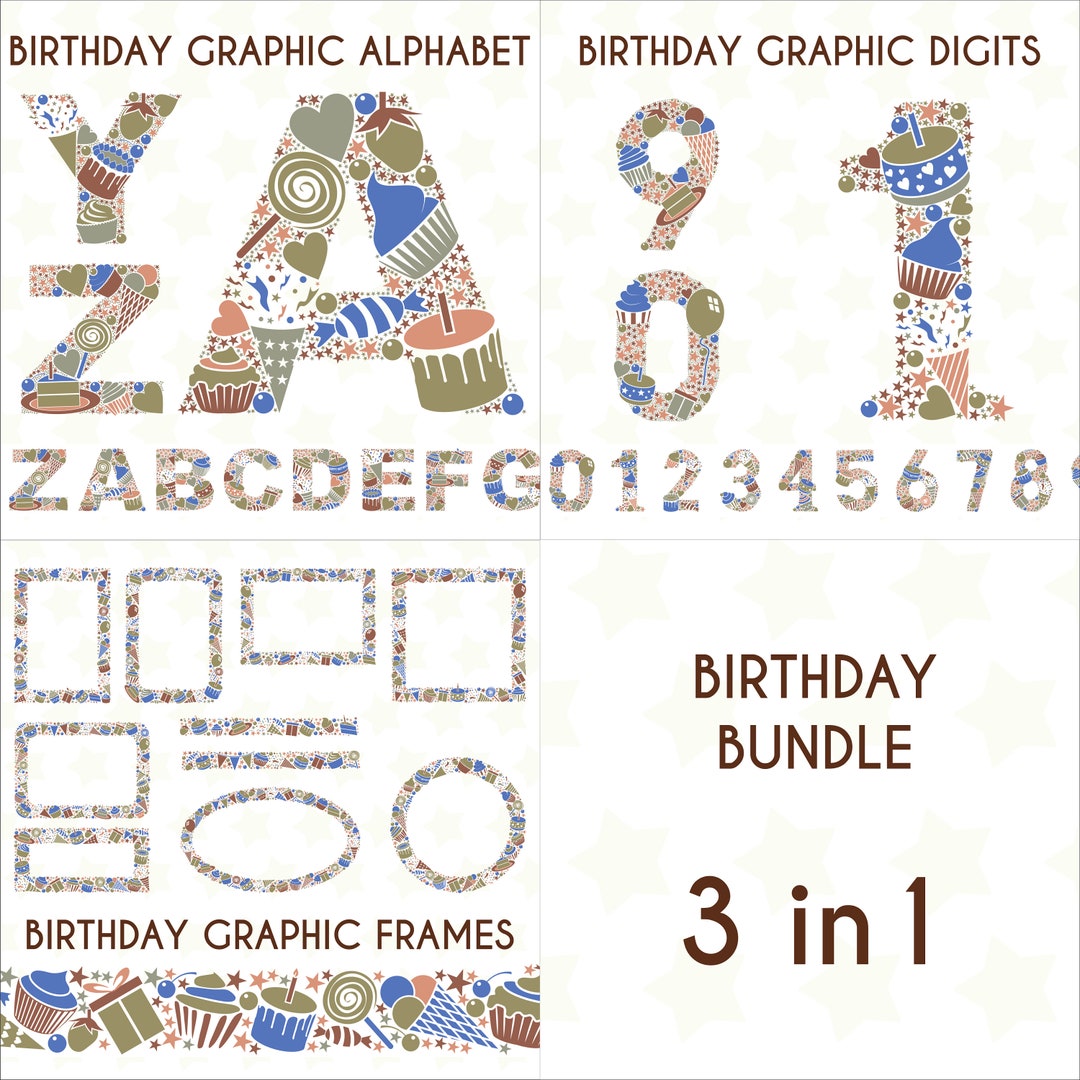Birthday Alphabet Illustration. Birthday Numbers Graphic Design ...