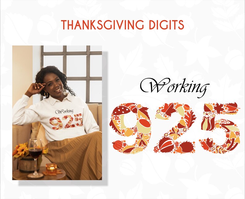 Thanksgiving Illustrated PNG Numbers. Harvest Colorful Numeric Clipart ...