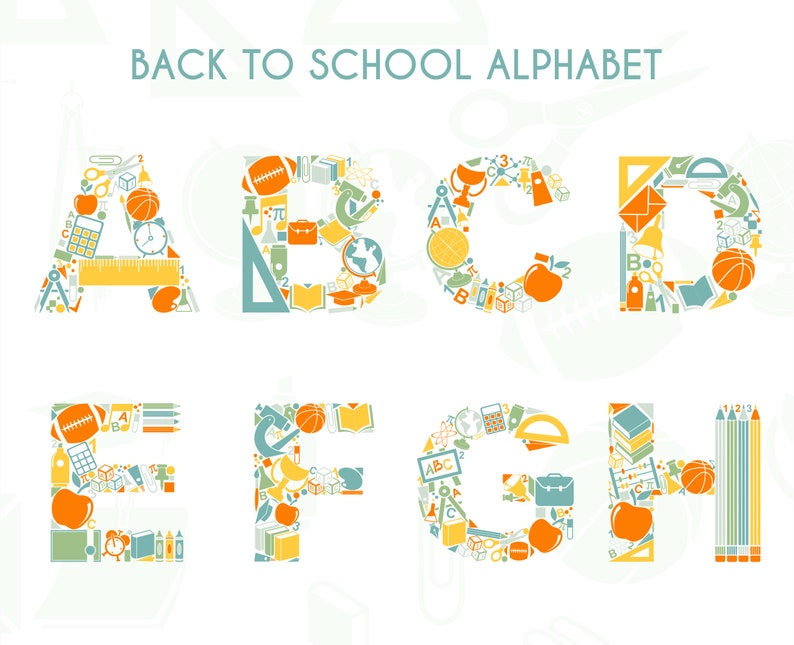 Elementary School Teacher Digital Alphabet Set. Cute Education PNG ...