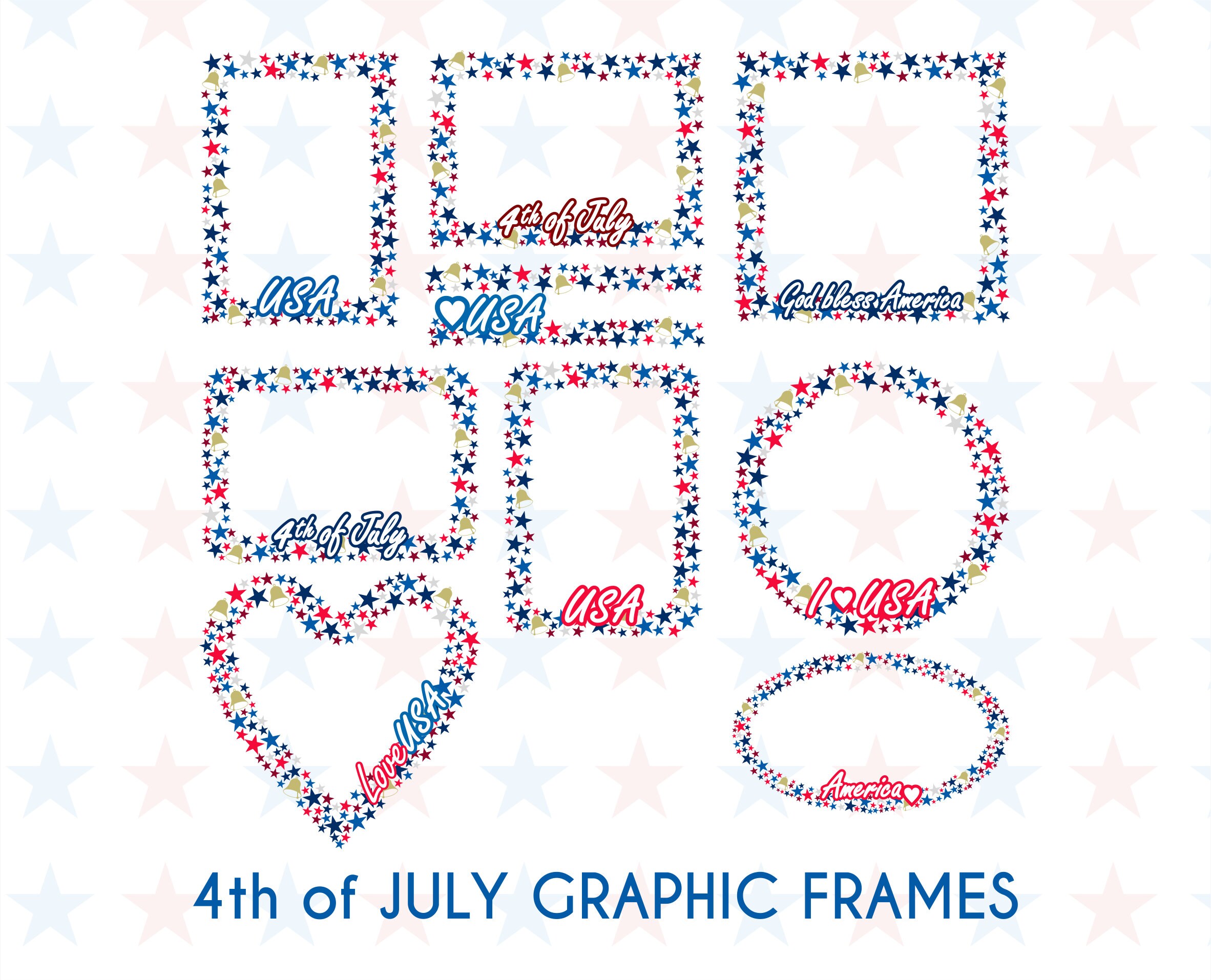 Fourth of July PNG Border Decorations. Independence Day Ornamented ...