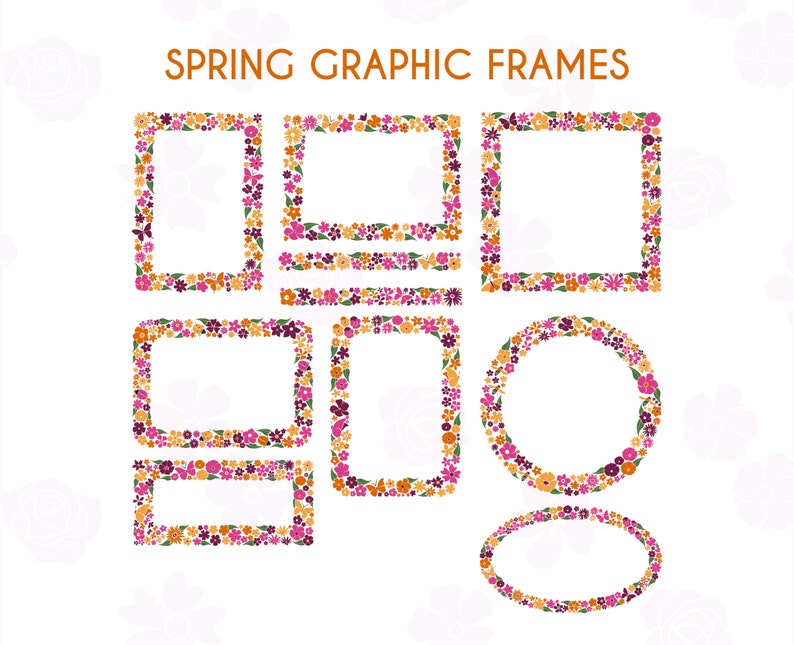 Blooming Colorful Cute SVG Frame Bundle. Spring Fun Rounded Form Shapes ...