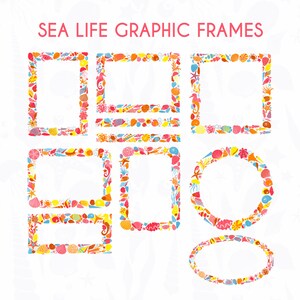 Digital Sea Shells PNG Frames. Ocean Graphic Rectangle and Oval SVG ...