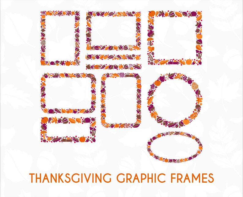 Thanksgiving PNG and SVG Graphics Bundle. Colorful Autumn Illustrated ...