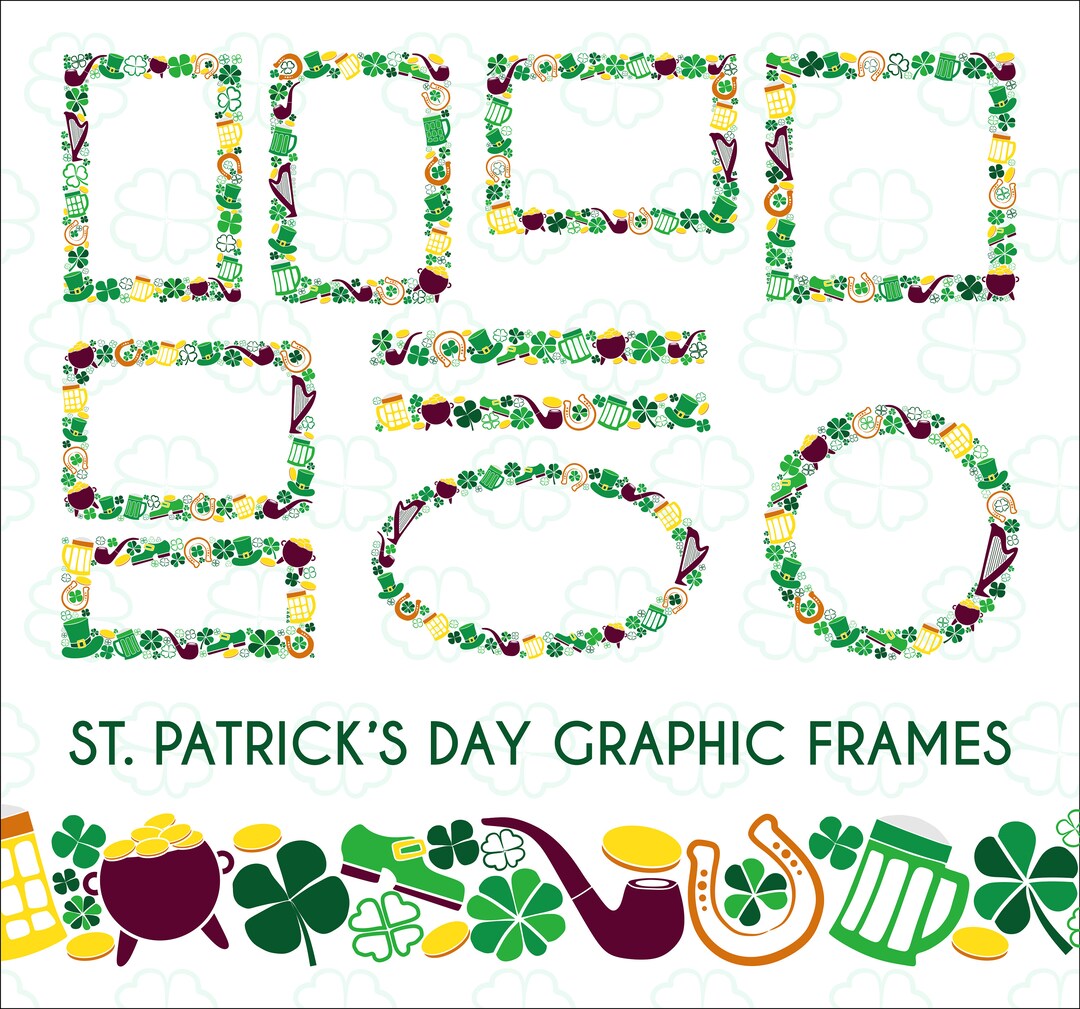 St. Patrick's Day Clipart PNG Decorative Frames. Colorful Photo's SVG ...