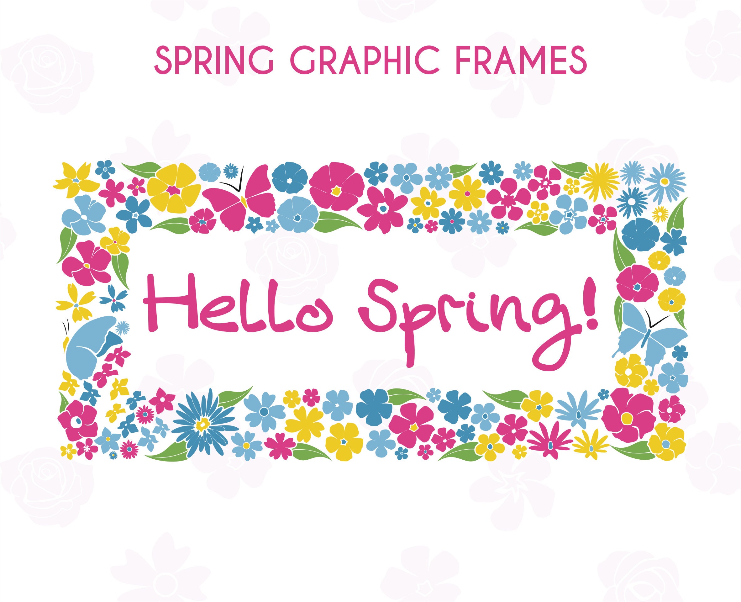 Flourishes Spring PNG Borders. Flowers Colorful Frame Clipart. Floral ...