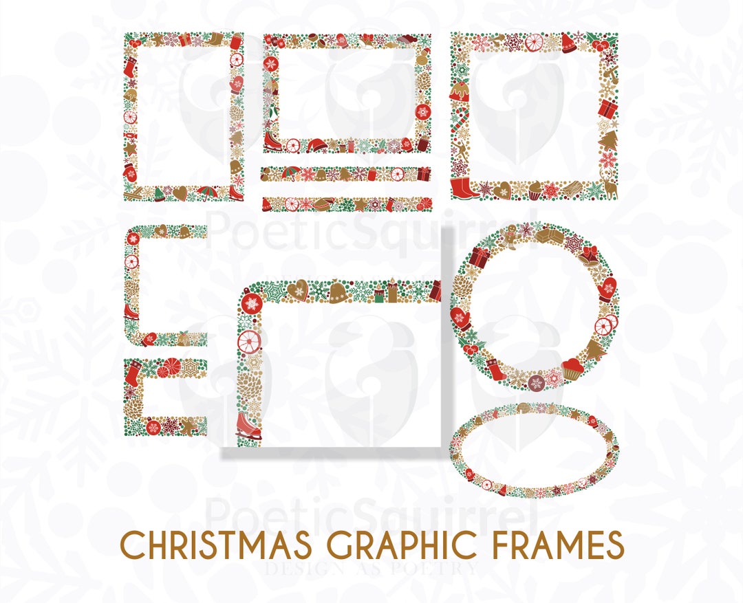 Christmas Frames SVG Clip Art. Winter Framing Graphic Elements PNG ...