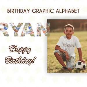 Birthday-themed Letters. Birthday Alphabet Tshirt SVG. Birthday Clipart ...