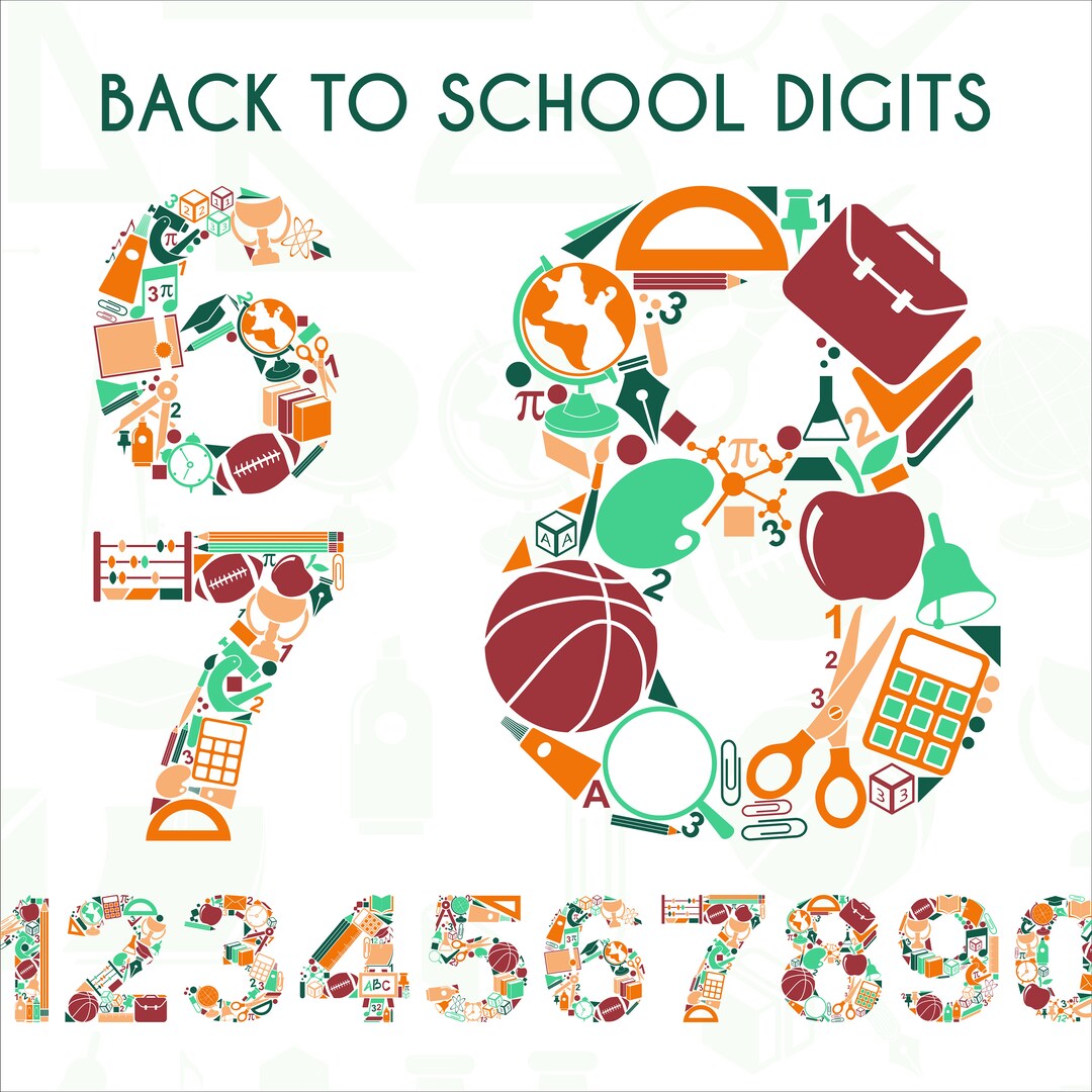 Kindergarten Birthday Numbers SVG. Preschool PNG Digits Sublimation ...