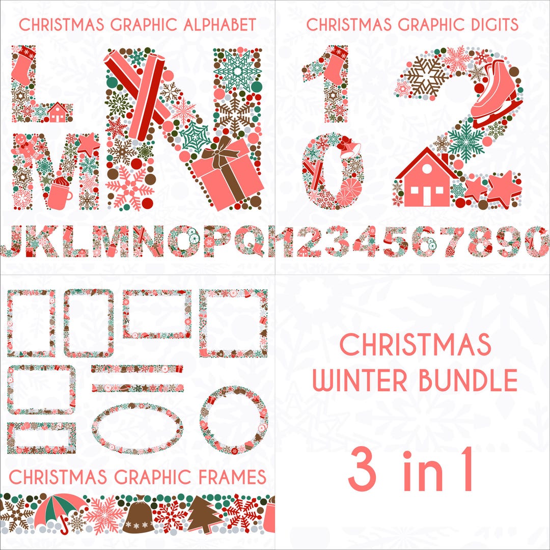 Christmas Digital Bundle. Winter Frame Sublimation Clipart. Xmas ...