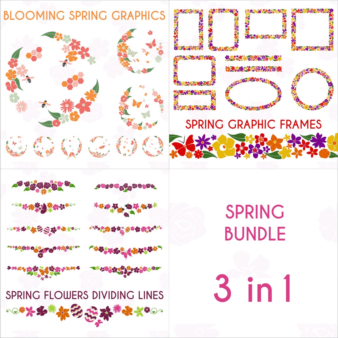 Flourish Clipart Decoration Bundle. Floral SVG Colorful Text Dividers ...