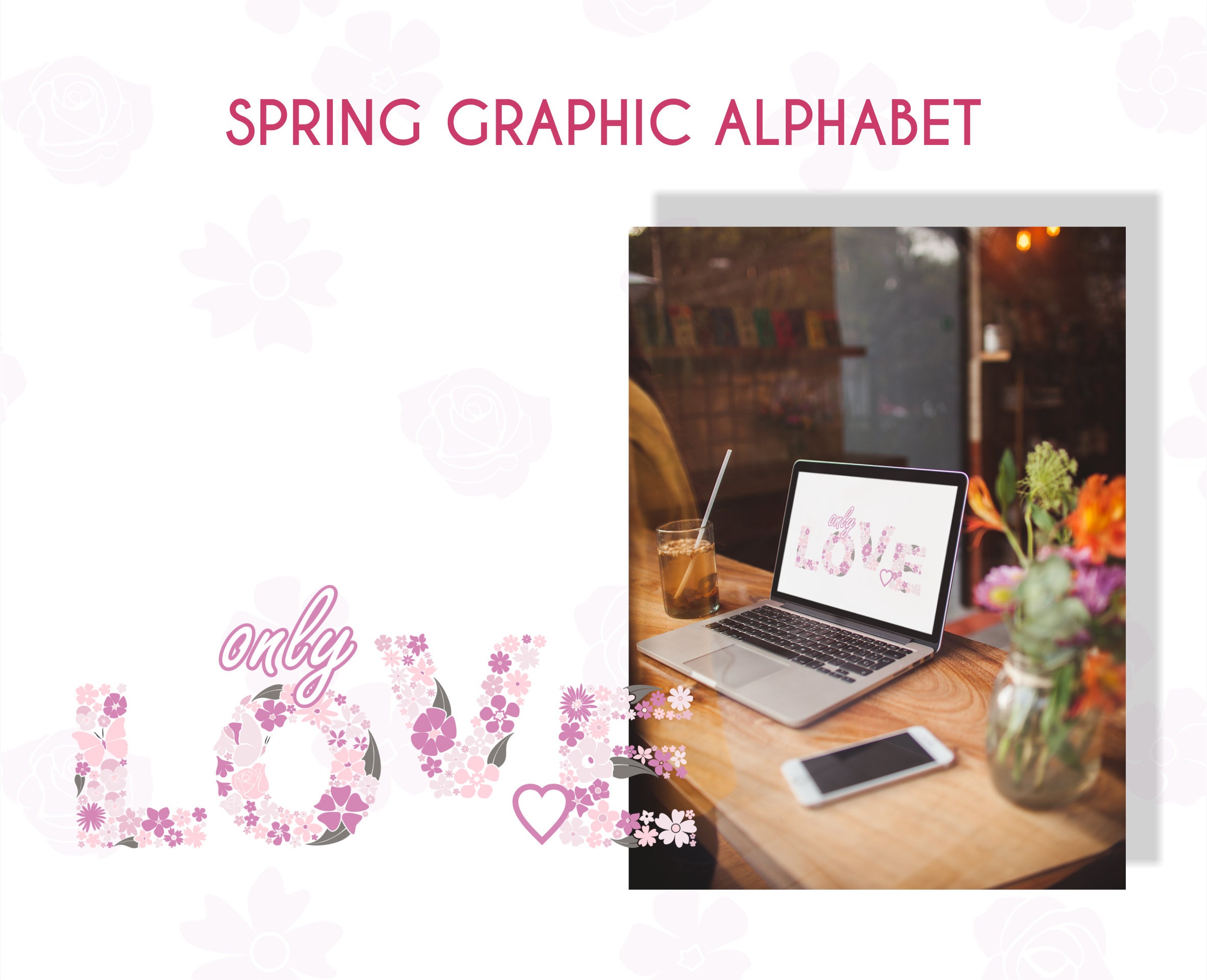 Sublimation Alpha Set Spring Designs PNG. Floral Alphabet Letters SVG ...