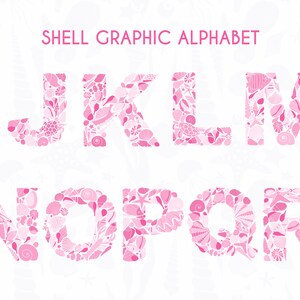 Seashell Clip Art Pink Alphabet. Cute Girls Sealife Digital Fonts ...