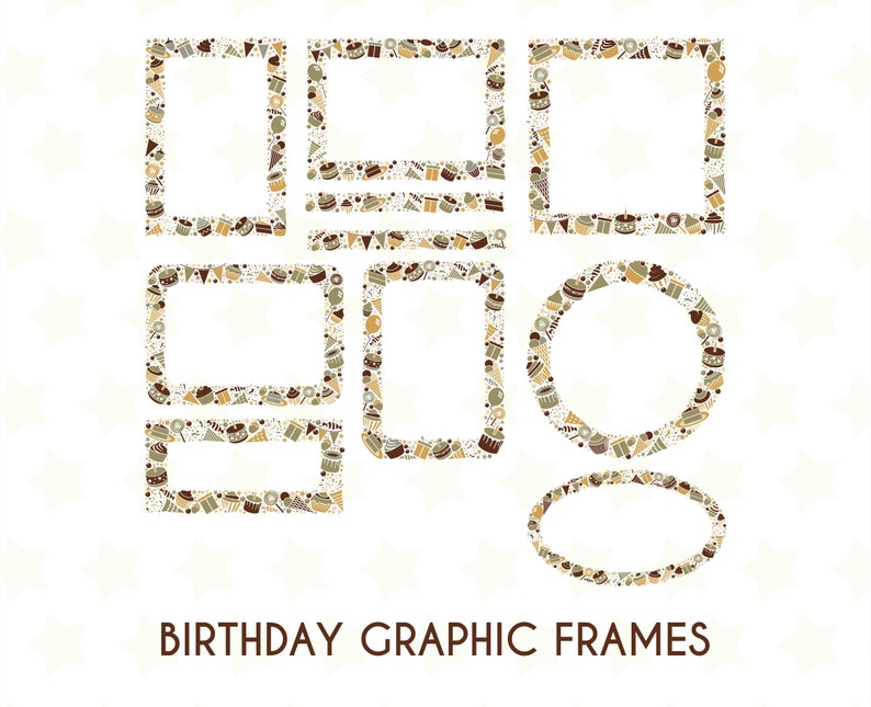 Digital Birthday Designs PNG Frames. Bday Rectangle SVG Clipart Frame ...