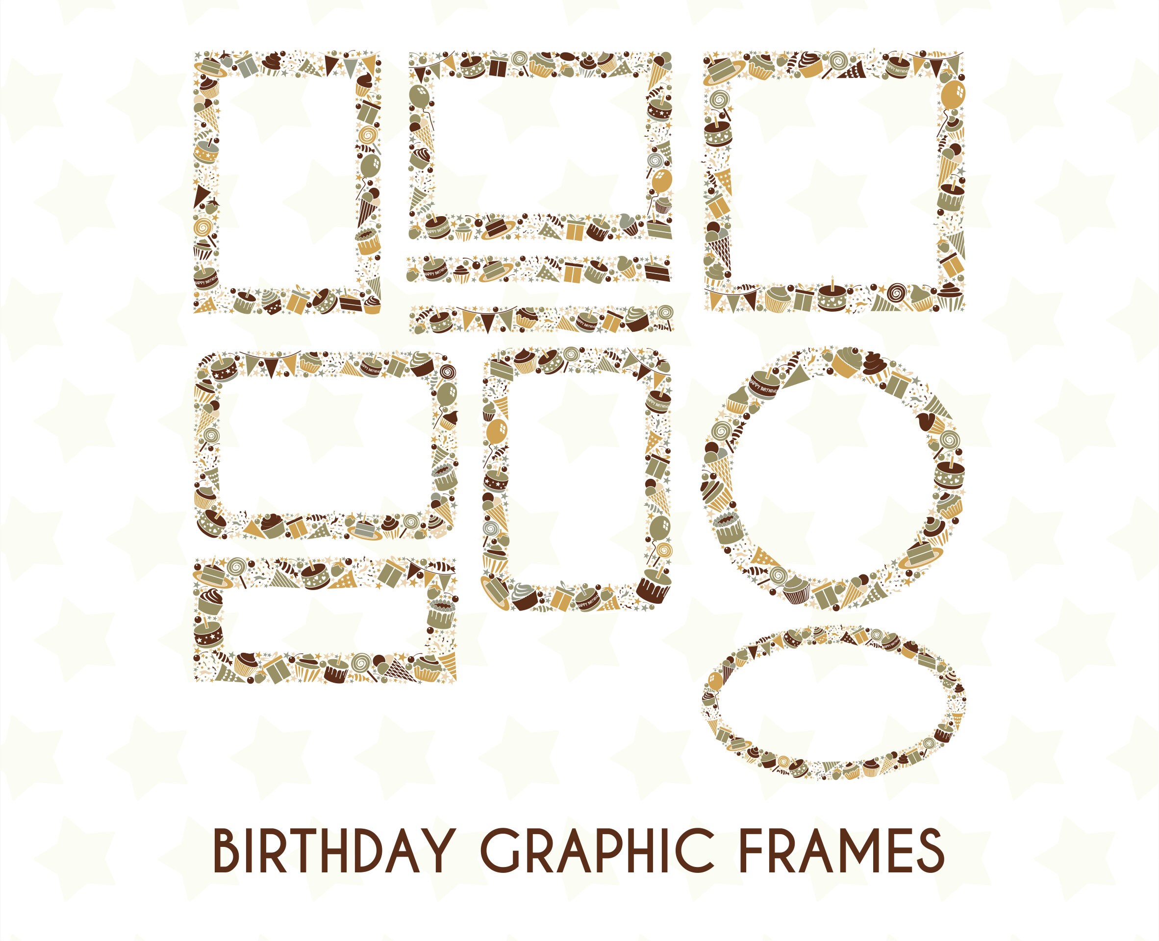 Digital Birthday Designs PNG Frames. Bday Rectangle SVG Clipart Frame ...