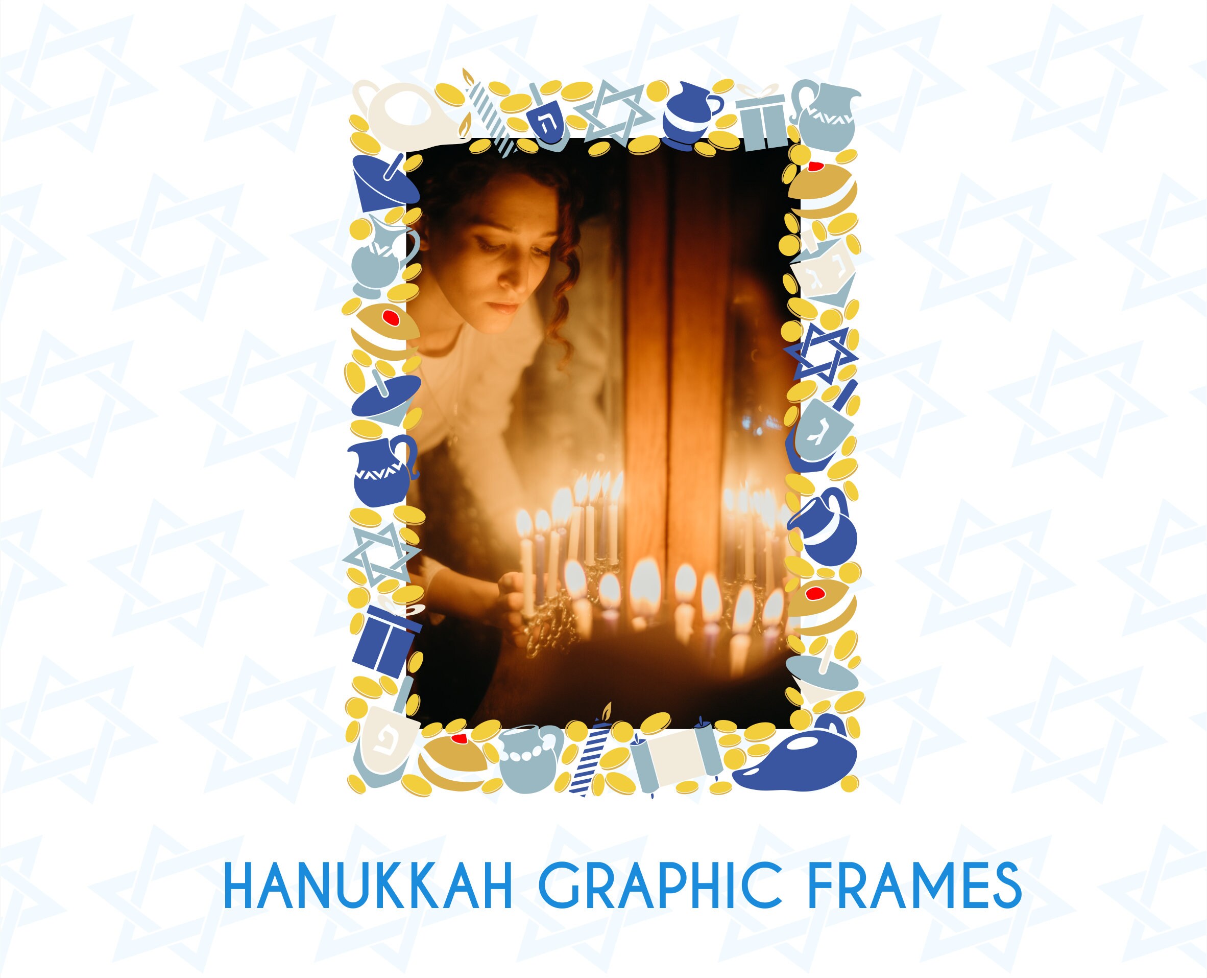 Digital Hanukkah Designs PNG Frames. Holidays Rectangle SVG Clip Art ...