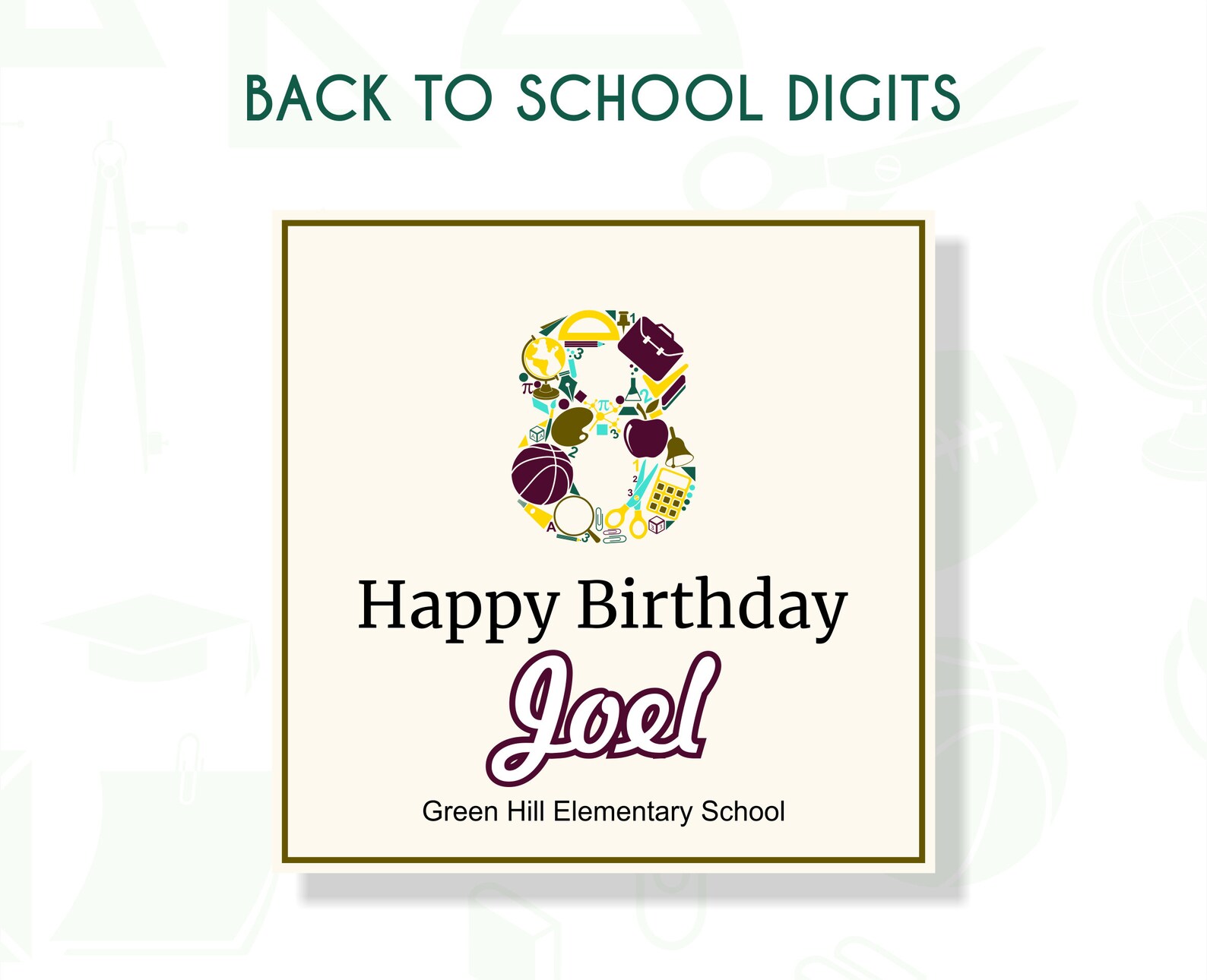Back to School Clipart Digits for Card Decorating, T-shirts, and ...