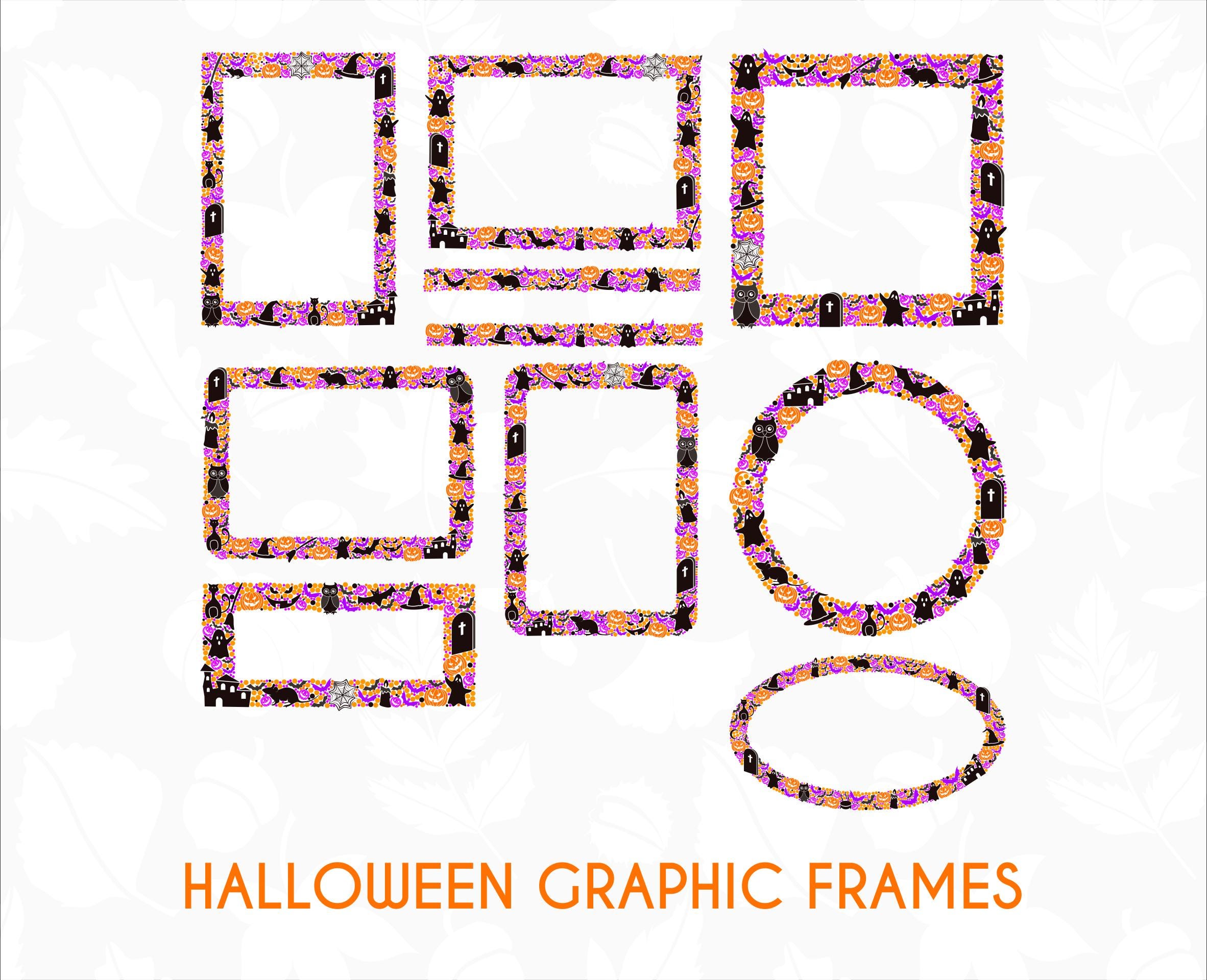 Digital Halloween PNG Frames. Square Unique Holiday Graphic Photo ...