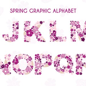 A to Z Spring Fonts SVG. Flower Theme Alphabet Clipart. Colorful ...