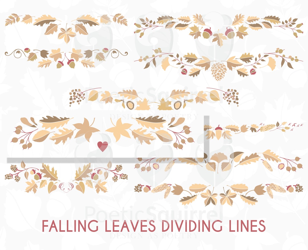 Brown Leaves Graphic Dividers Clipart. Fall Leaves SVG - Etsy