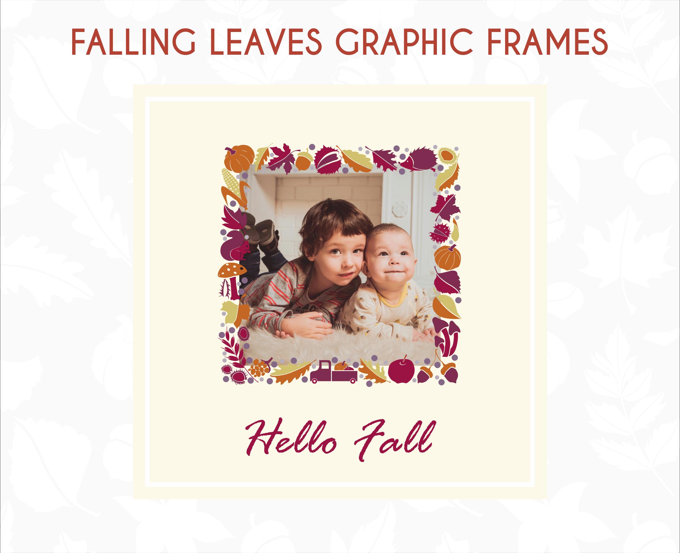 Fall Frame Leaves SVG Clip Art. Autumn Framing Graphic Elements PNG ...