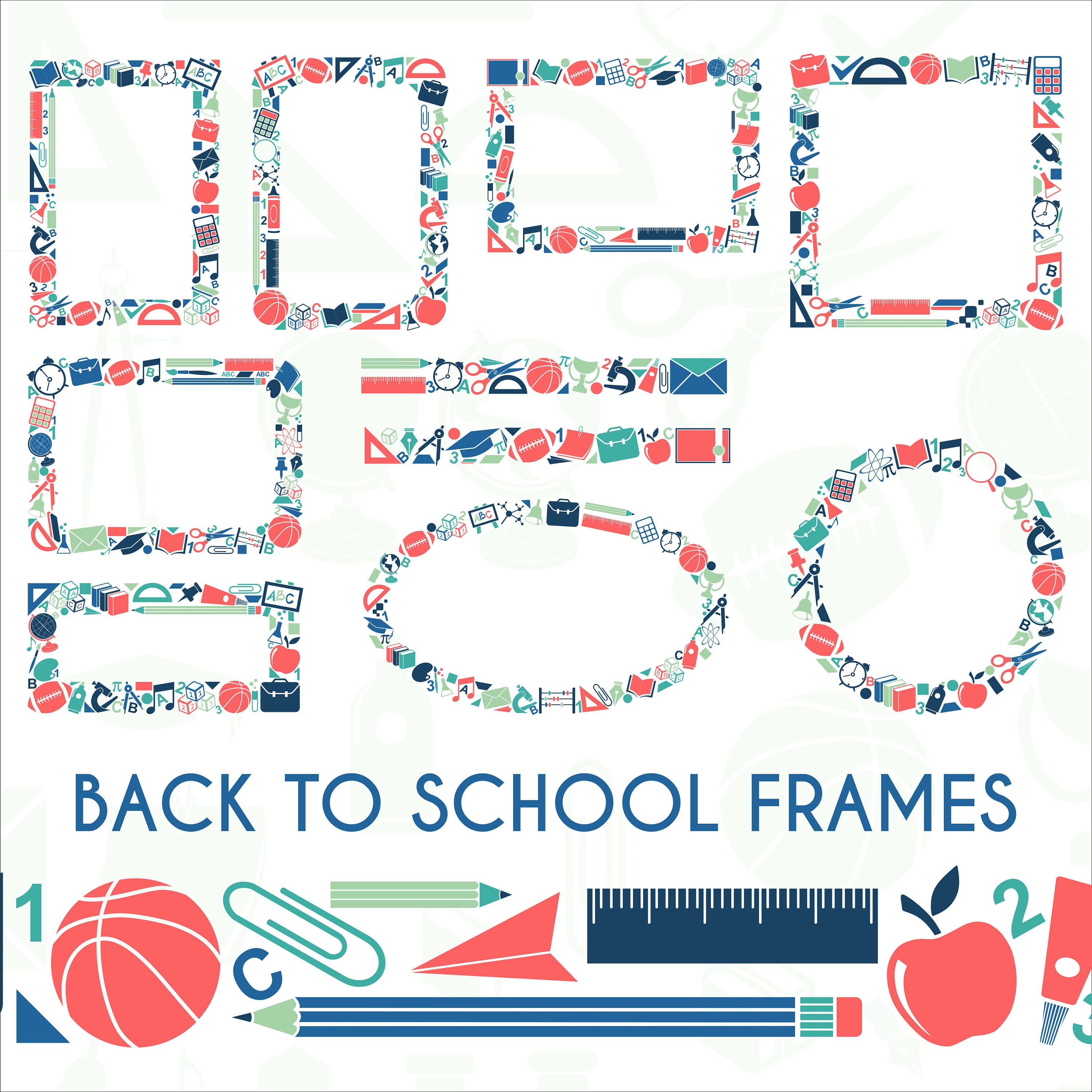 Kindergarten Colorful PNG Frames. Teacher's Graphic Rectangle SVG ...