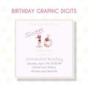 Soft Pastel Digital Digits for Birthdays. Creative Digital Numbers for ...
