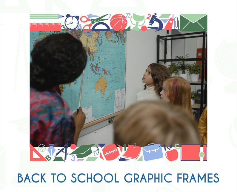 School PNG Frame Designs. Colorful Digital Kindergarten Photo ...