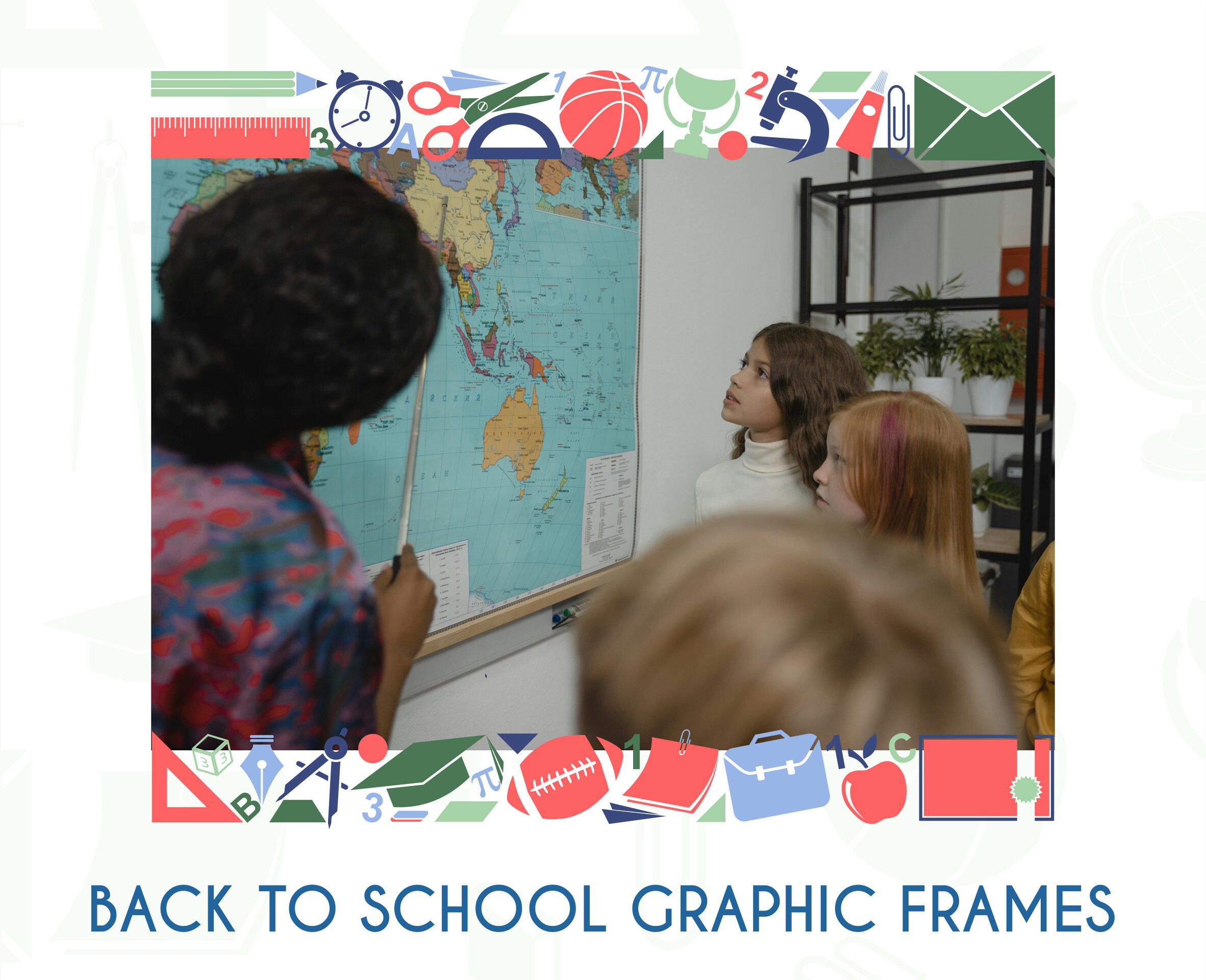 School PNG Frame Designs. Colorful Digital Kindergarten Photo ...