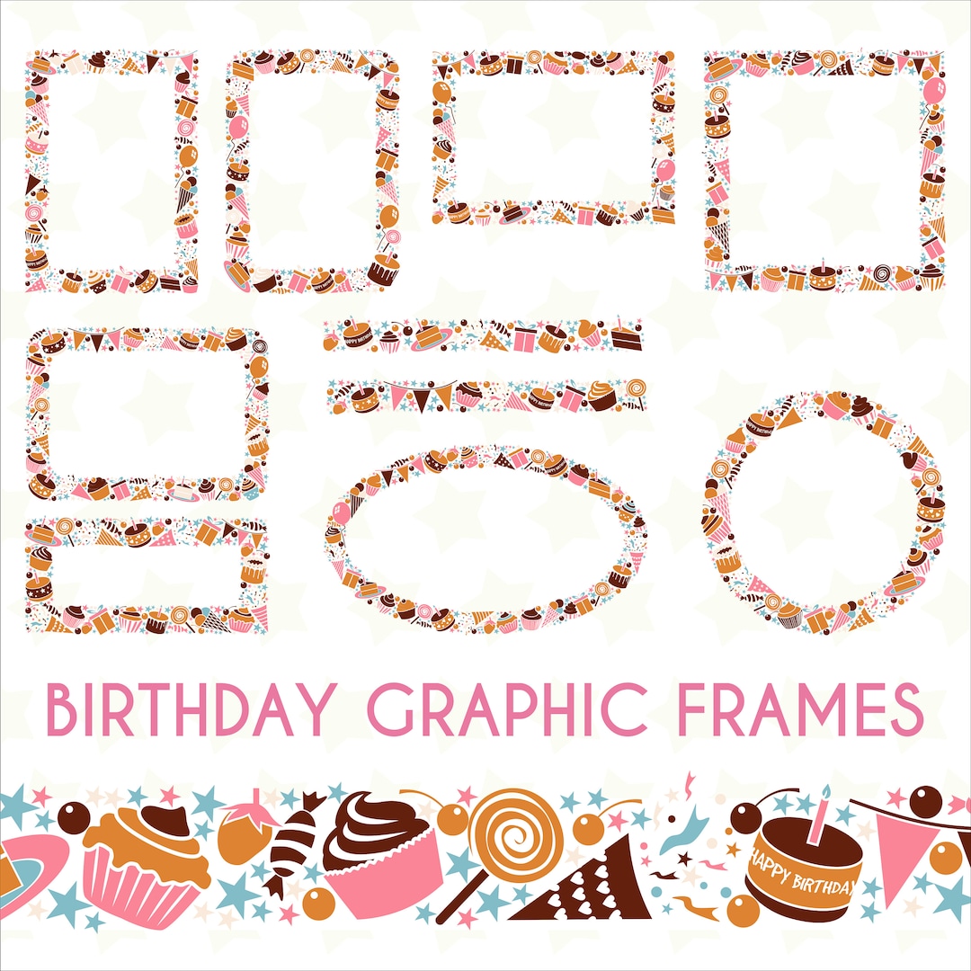 Versatile Birthday Frames for Invitations. Girl's Birthday-themed ...