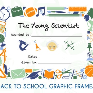 Digital SVG Frames Consist of Many Colorful Elements of School ...