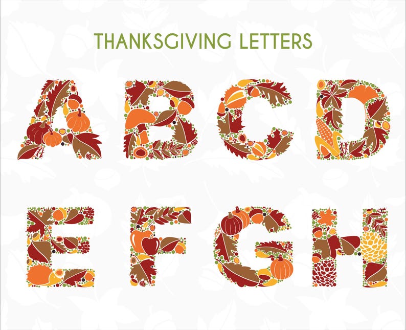 Thanksgiving Fall Letters PNG Clipart. Harvest Colorful ABC Alpha Set ...