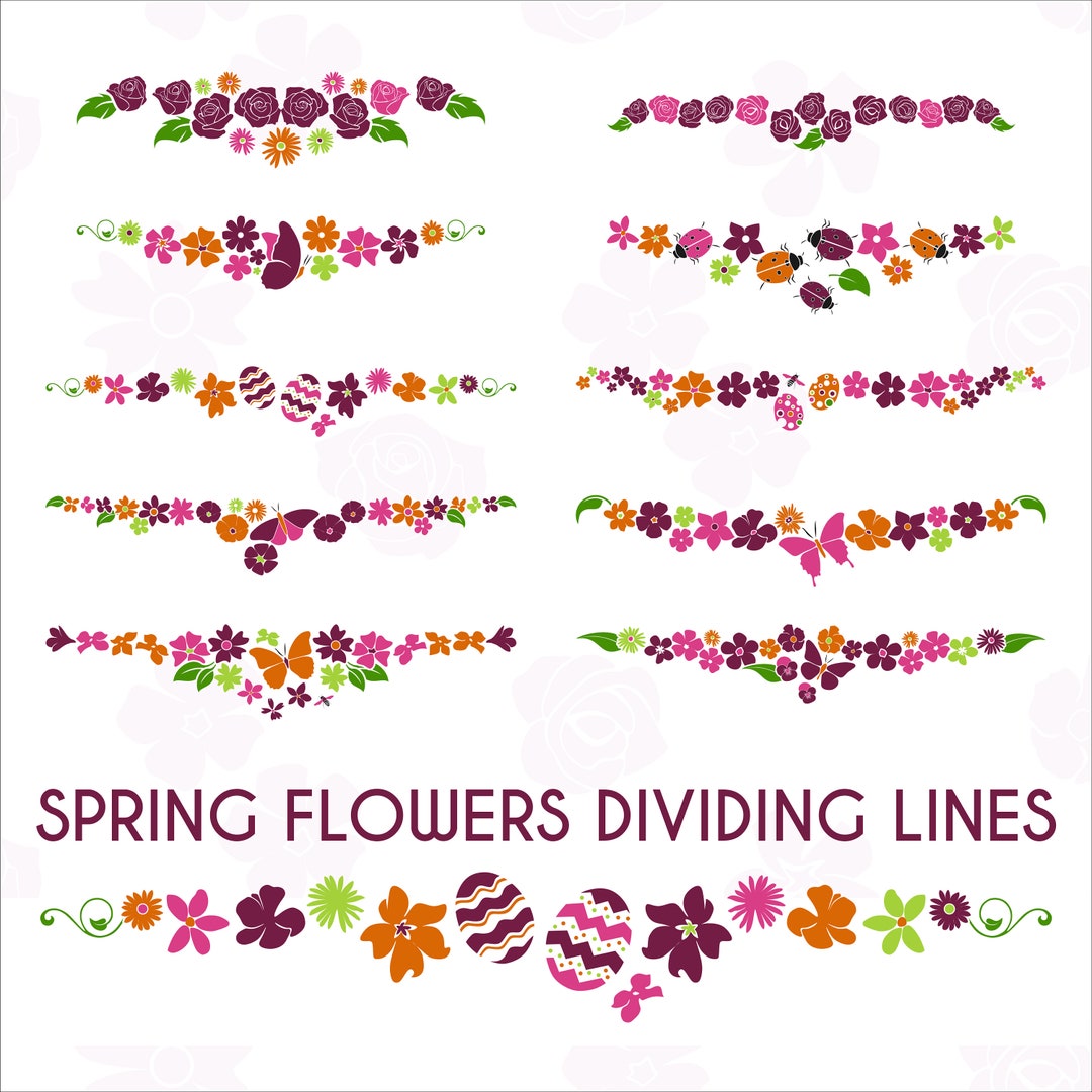 Spring Hand-drawn Dividers Clipart. Flourish Border PNG Design Elements ...