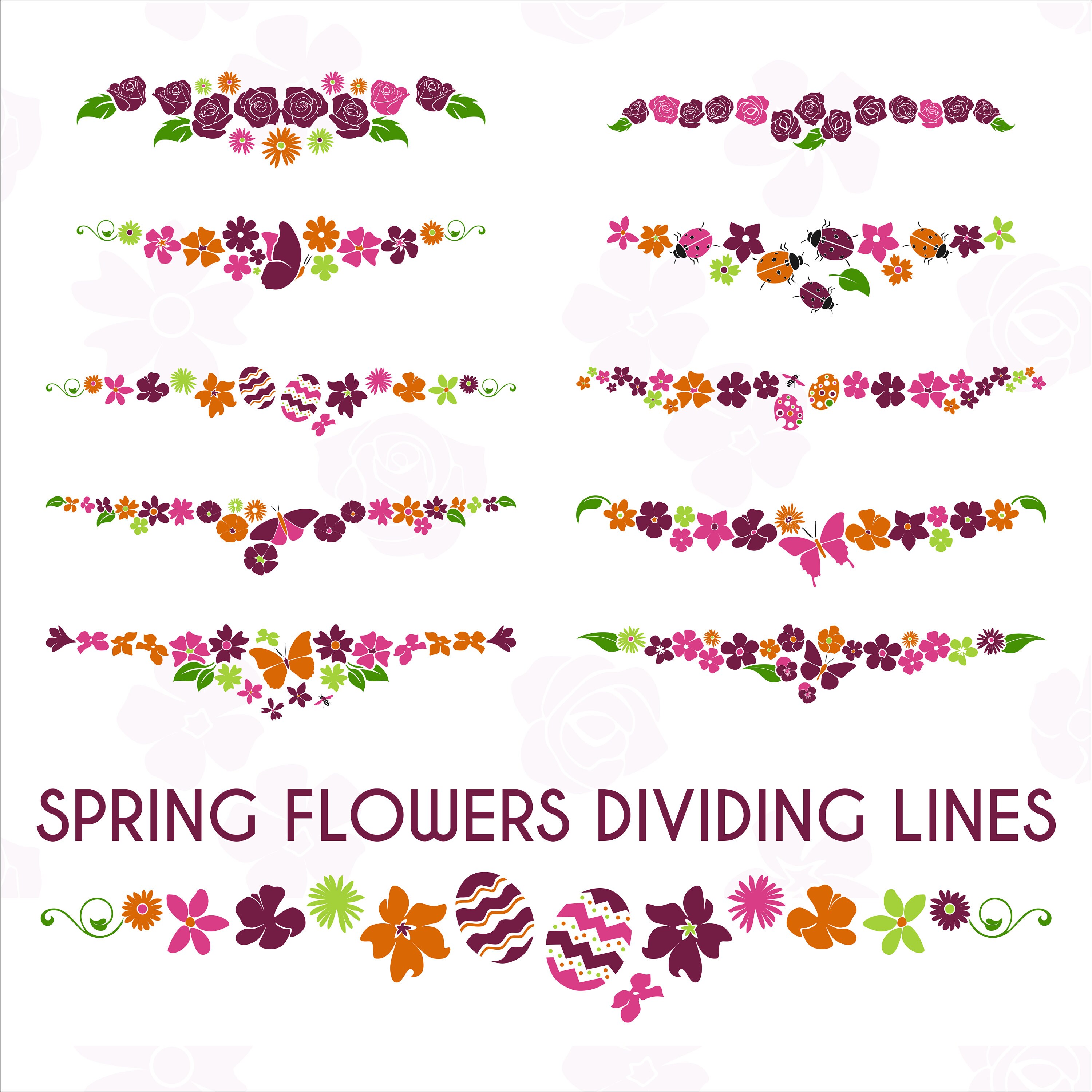 Spring Hand-drawn Dividers Clipart. Flourish Border PNG Design Elements ...