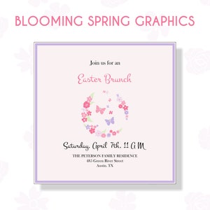Spring Elements Clipart. Flowers, Bees, and Butterflies Graphic Circles ...