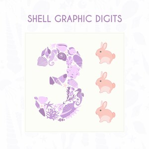 Boy's Blue Ocean Digital Numbers. Summer 0-9 Digits With Shells and Sea ...