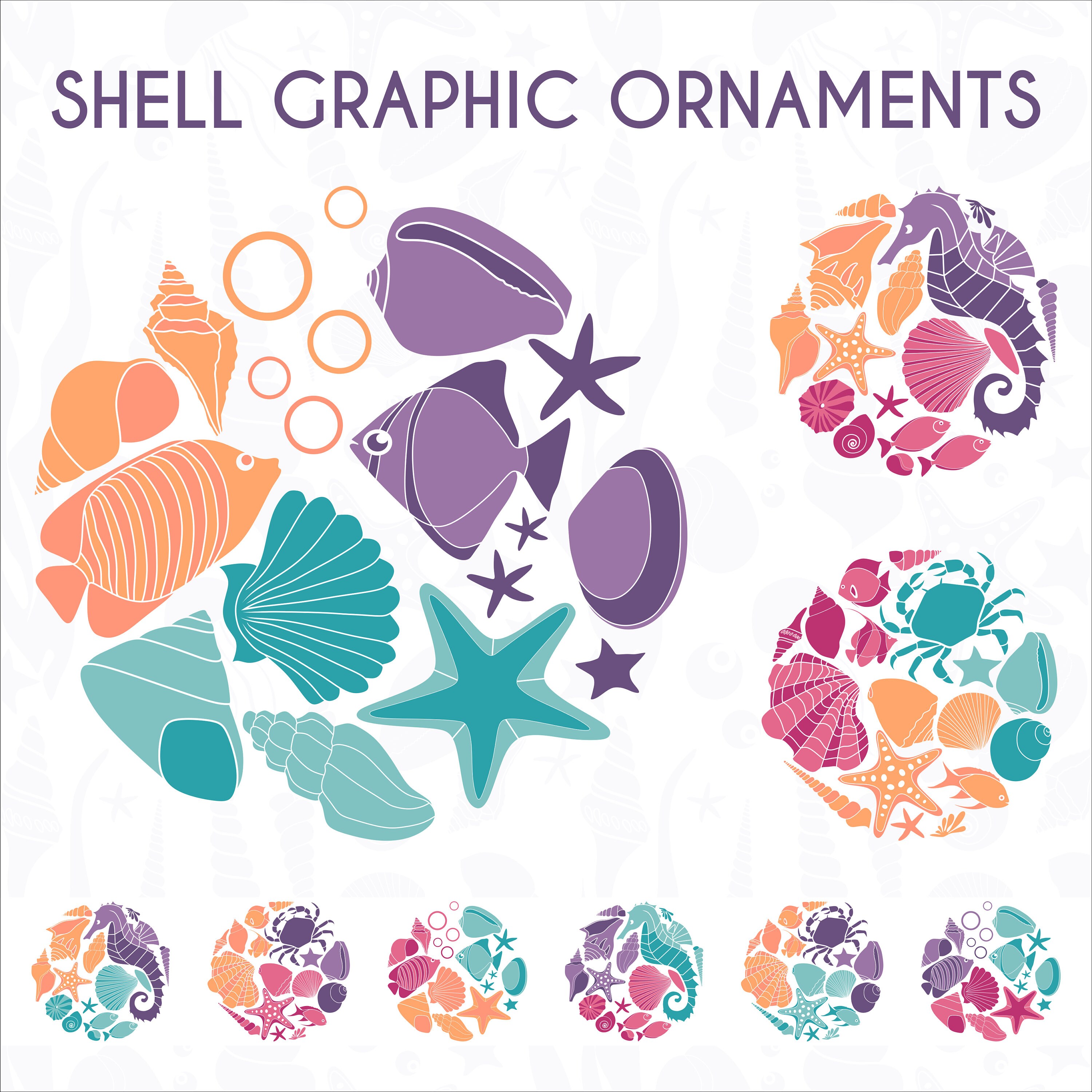 Summer Ocean Clipart for Digital Decorating. Under the Sea SVG Rounded ...
