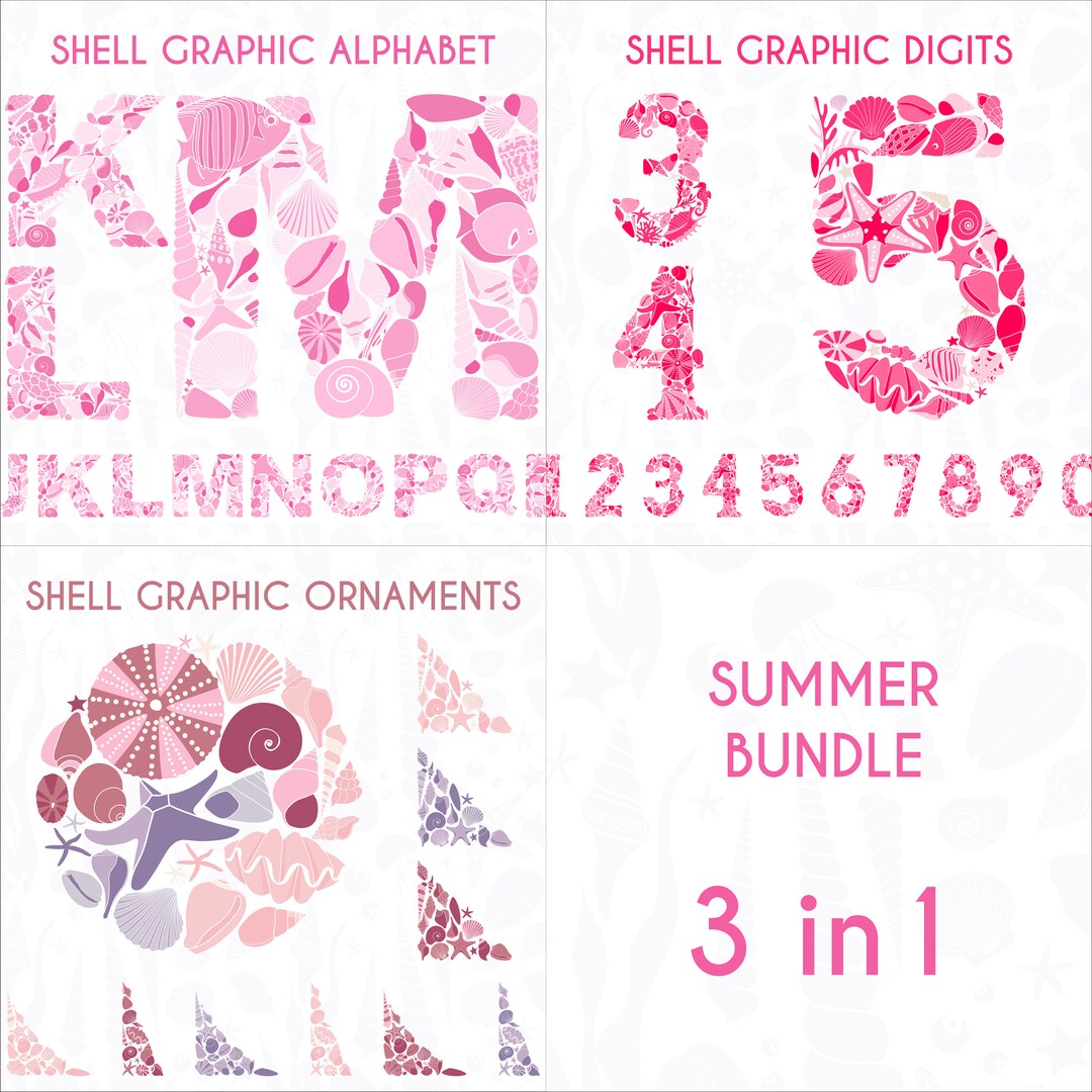 Ocean Corals and Shells PNG Border Decorations. A to Z Summer Pink ...